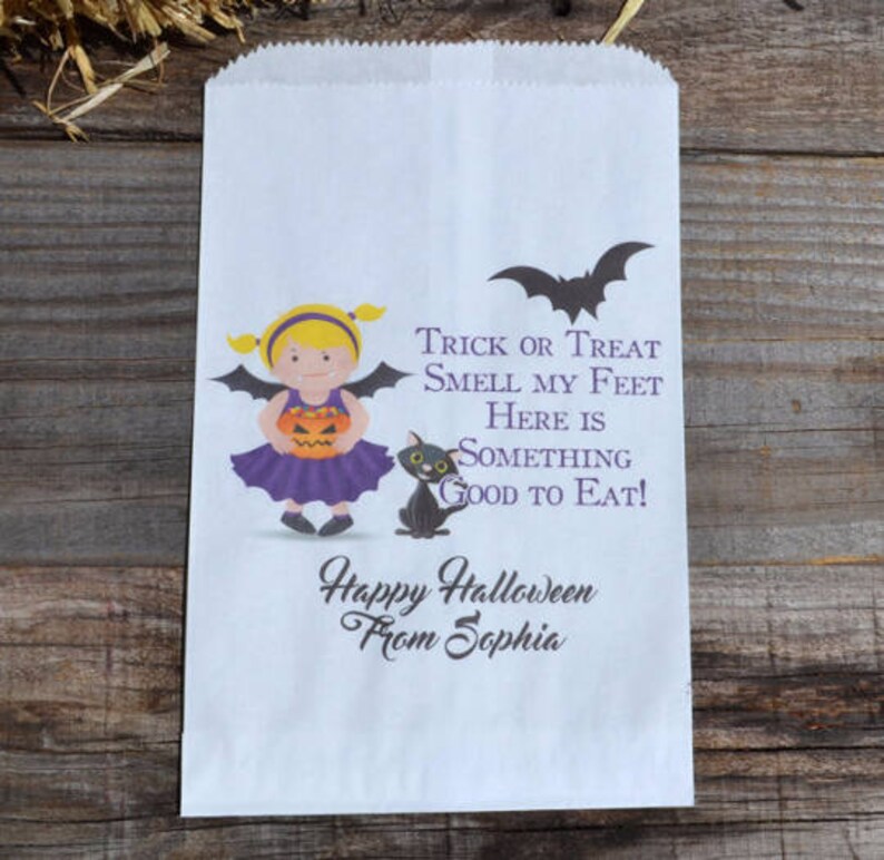 Girl Bat Halloween Personalized Goodie Bags for Halloween Party Favors ...