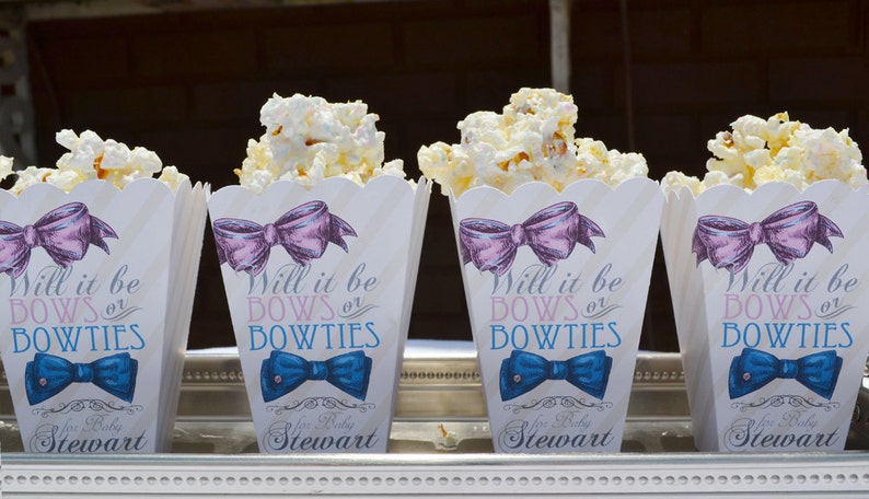Gender Reveal Party Popcorn Boxes Bow or Bow Ties Gender - Etsy