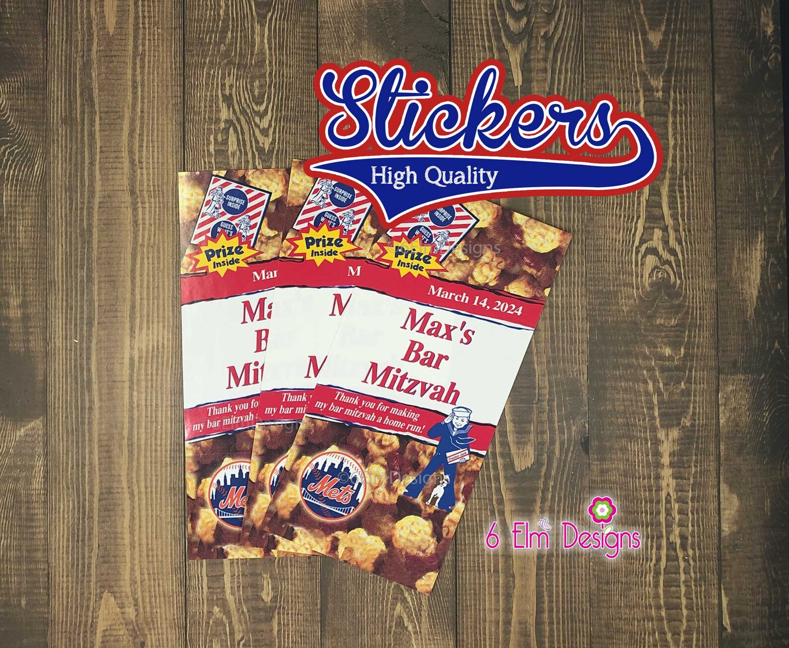 Cracker Jack Labels, Custom Cracker Jack Stickers for Bar Mitzvahs ...