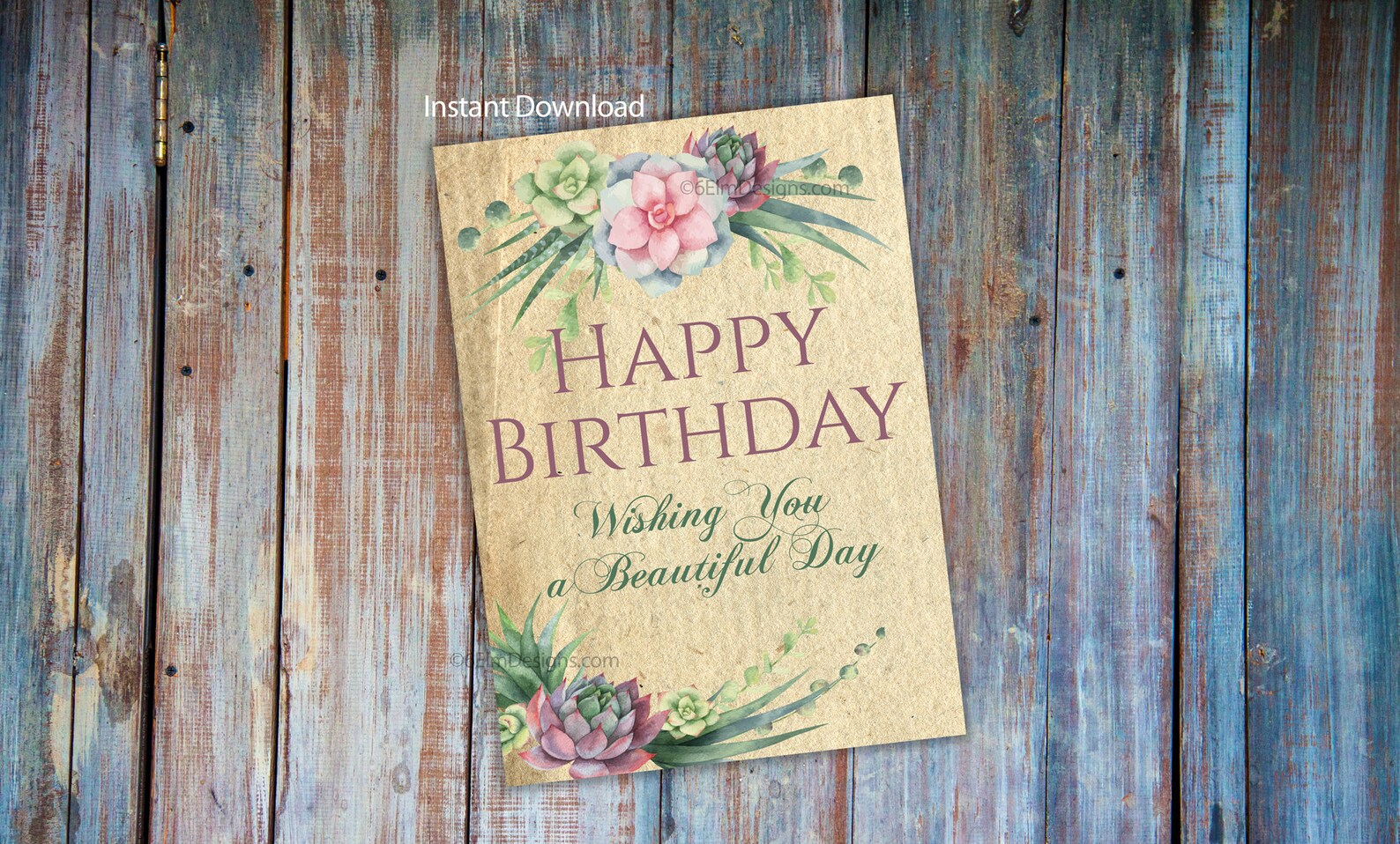 Printable Happy Birthday Succulents Instant Downloadable | Etsy