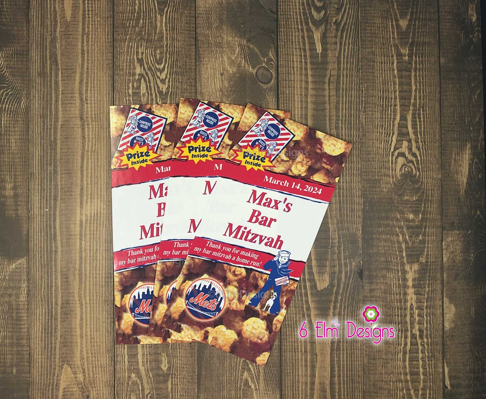 Cracker Jack Labels, Custom Cracker Jack Stickers for Bar Mitzvahs ...