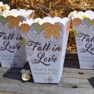 Fall in Love Fall Wedding Favor Box | Fall Leaves Wedding Popcorn Boxes ...