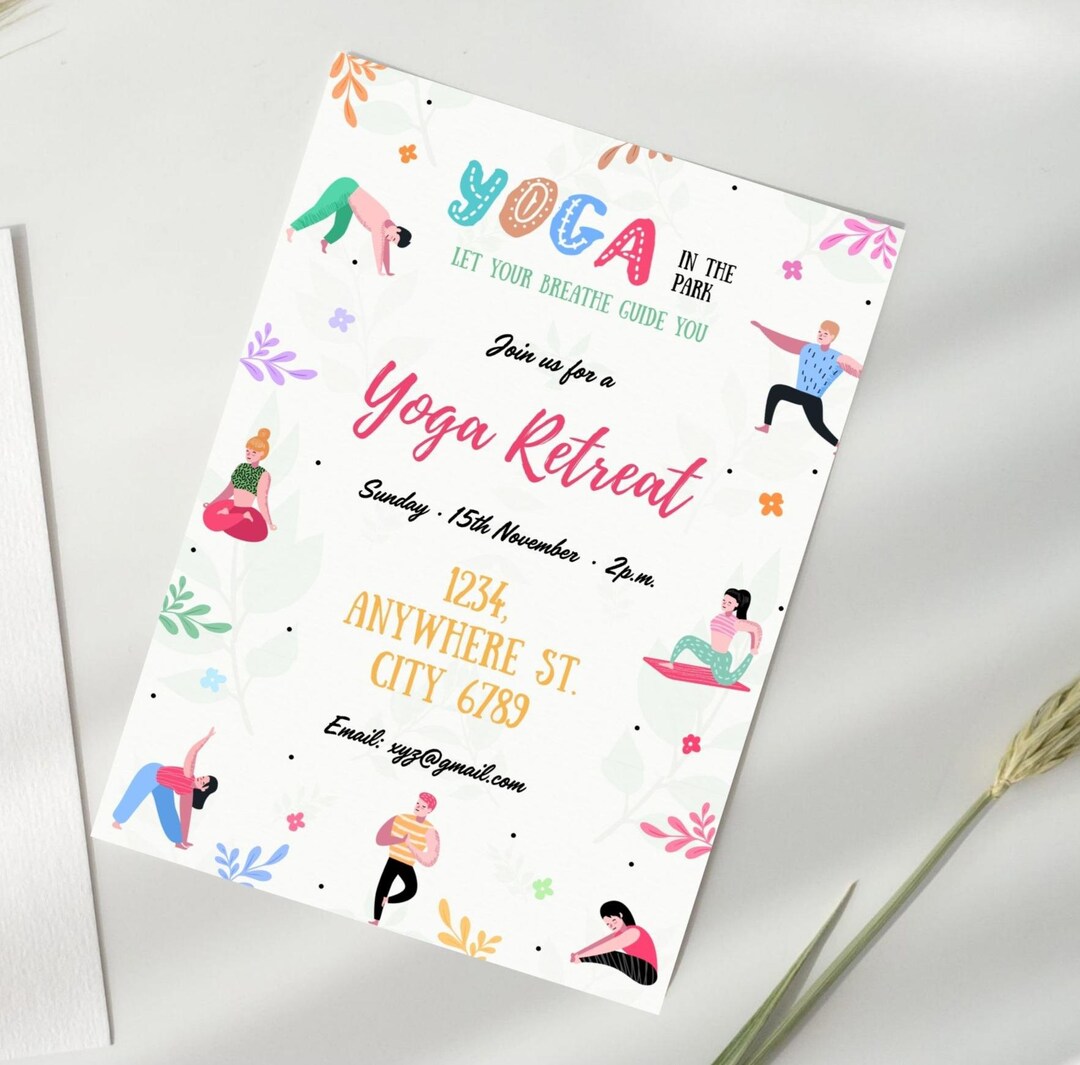 Yoga Retreat Invitation Outdoor Theme, Boho Wellness Retreat Invite ...