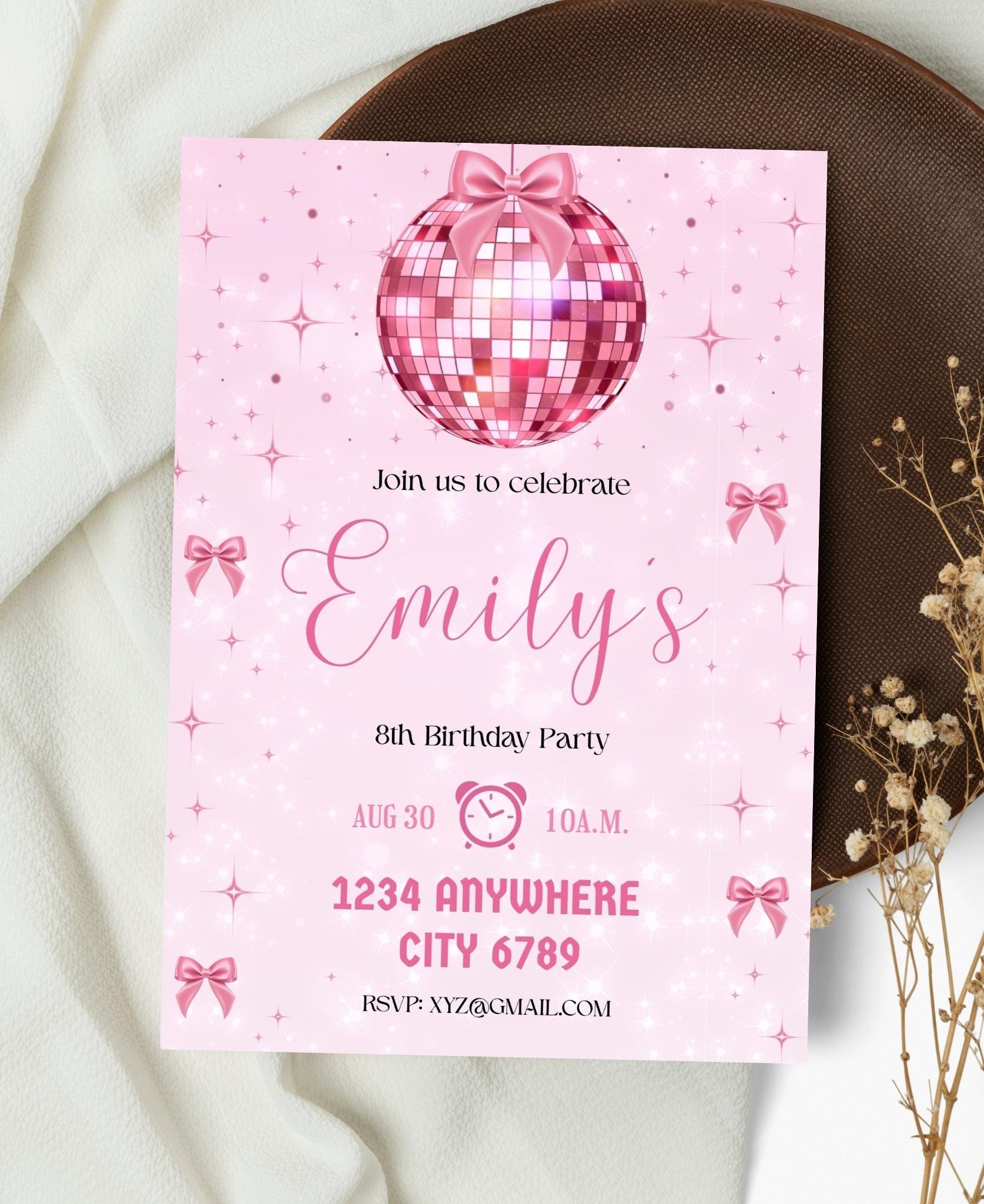 Disco Birthday Invitation: Retro Glitter Dance Party (editable Canva ...
