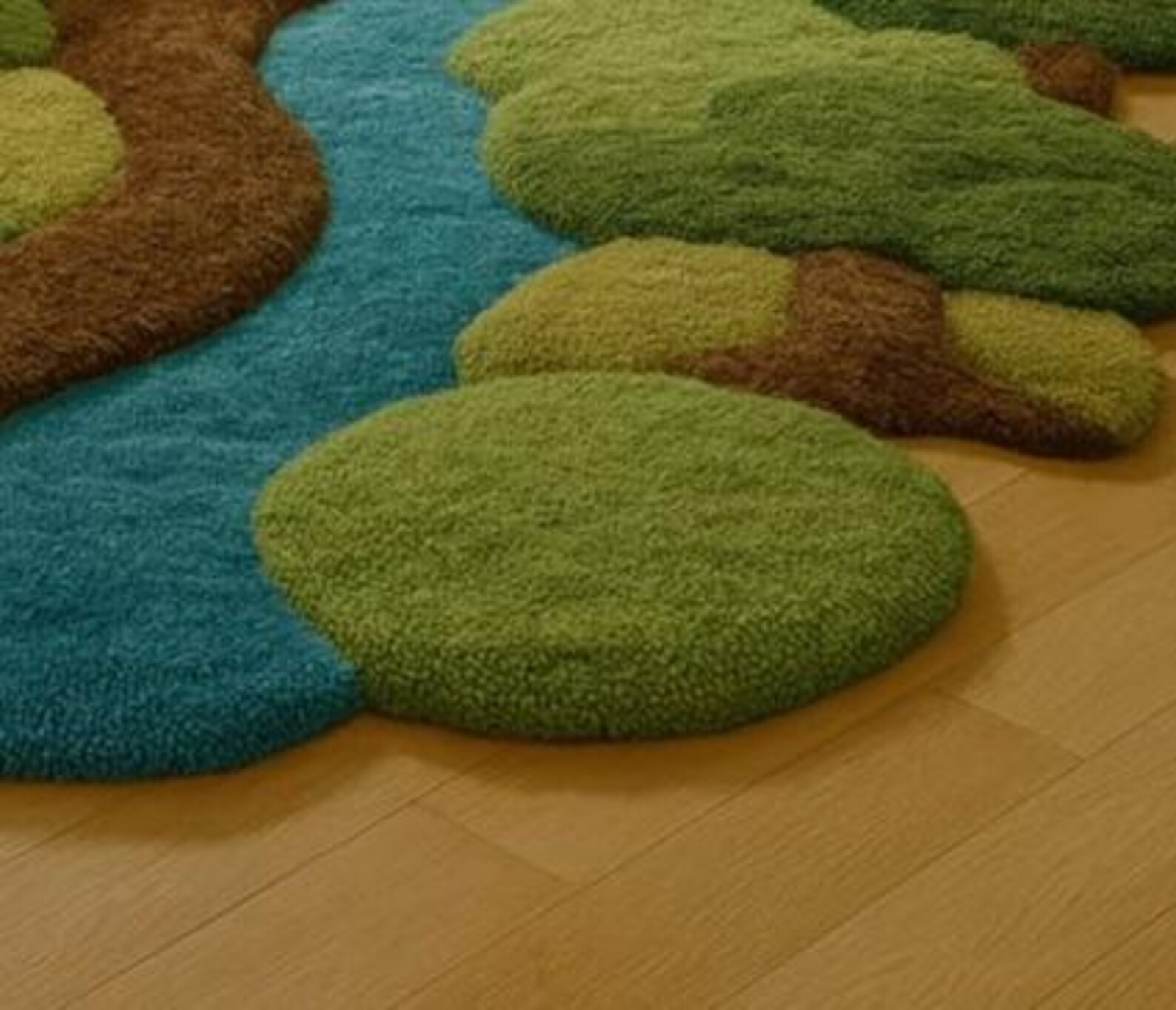 Hand Tufted Wool Rug: Forest River Design, High-low Pile - Etsy