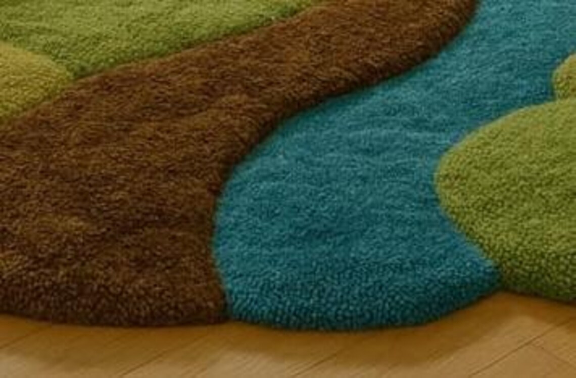 Hand Tufted Wool Rug: Forest River Design, High-low Pile - Etsy