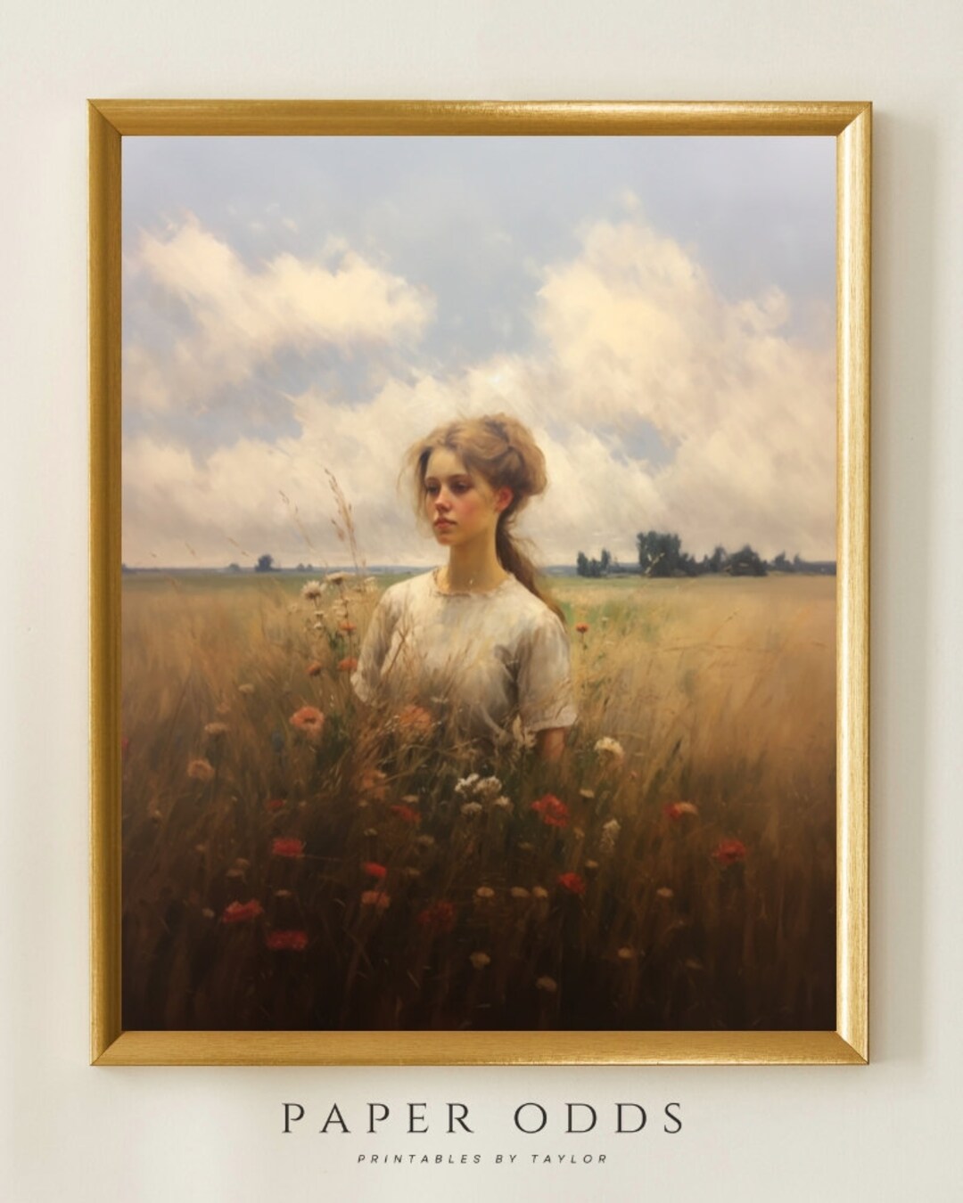 Romantic Spring Floral Portrait Print Vintage Portrait Art Whimsical ...