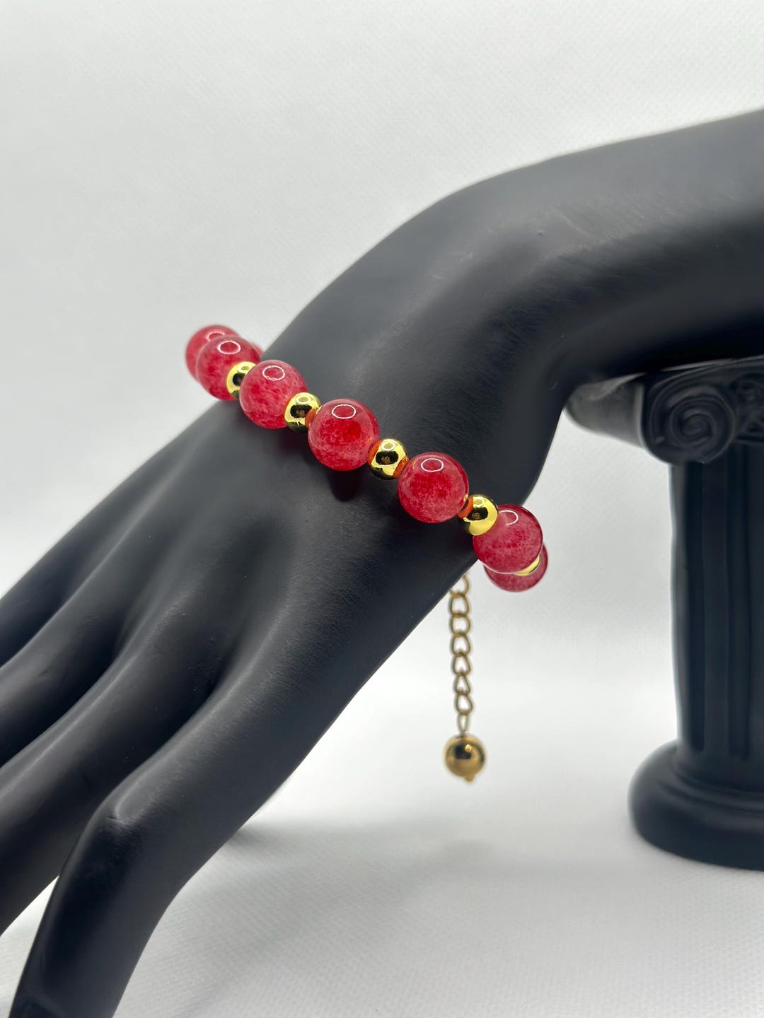 Handmade Glass Bead Bracelet, Red Glass Beads, Statement Jewelry, 18k ...