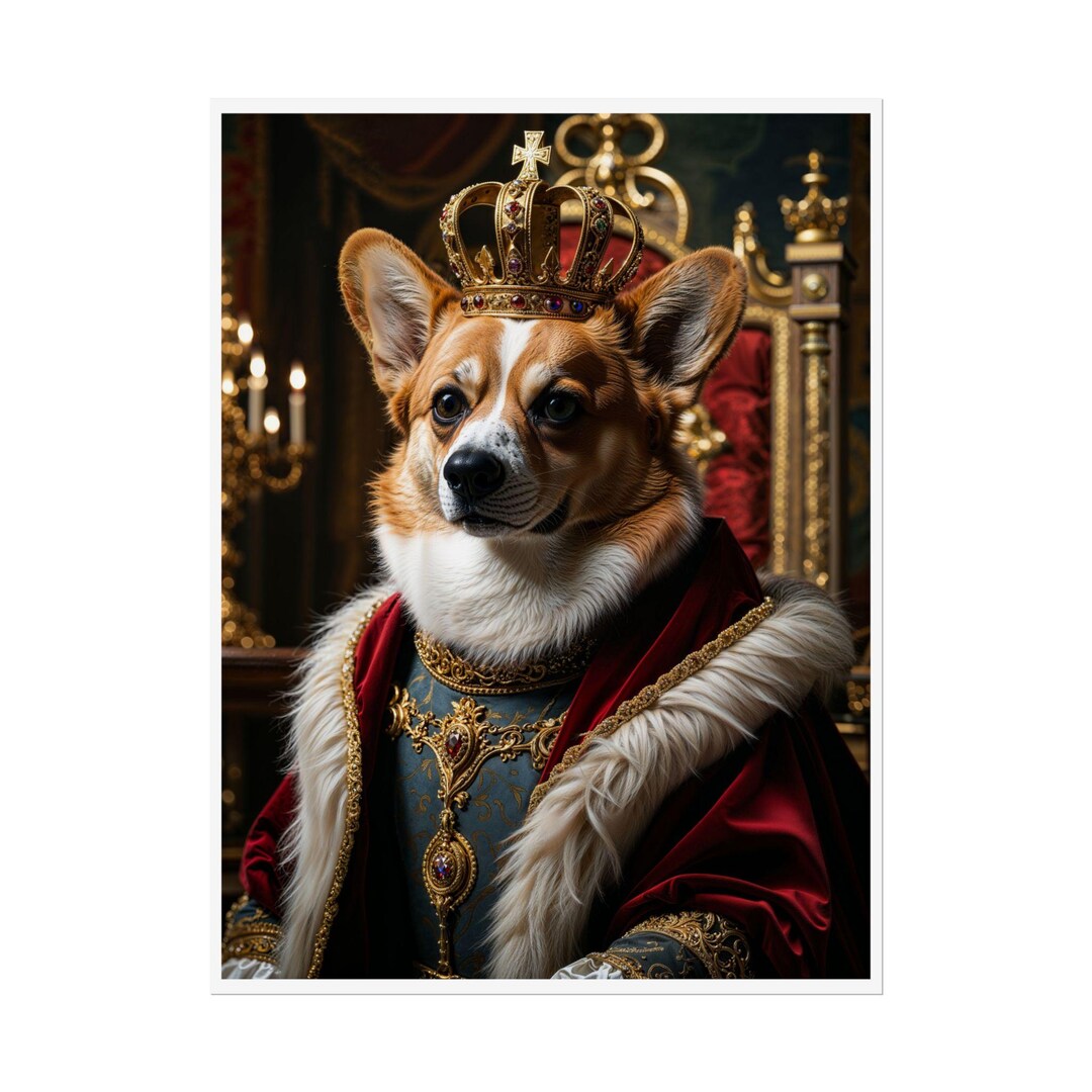 Regal Corgi Art Print: Royal Dog Portrait, Castlecore Home Decor - Etsy