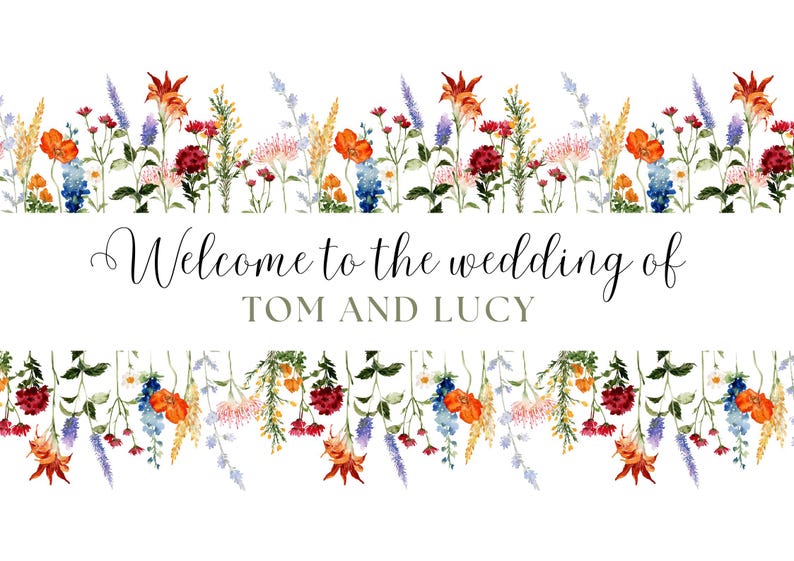 Floral Wedding Welcome Sign Template: Bright Spring Colors (A2 Editable ...