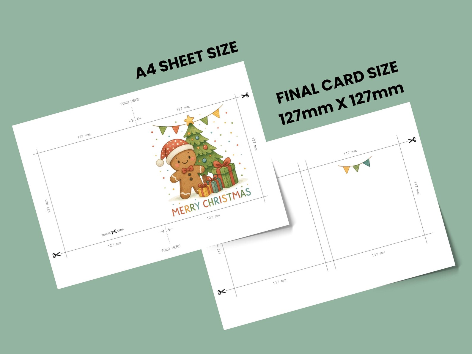 Gingerbread Man Christmas Card Printable, Holiday Greetings (PDF ...