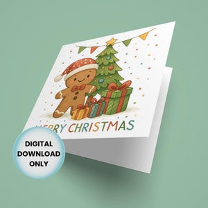 Gingerbread Man Christmas Card Printable, Holiday Greetings (PDF ...