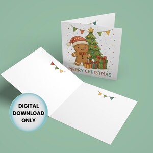Gingerbread Man Christmas Card Printable, Holiday Greetings (PDF ...