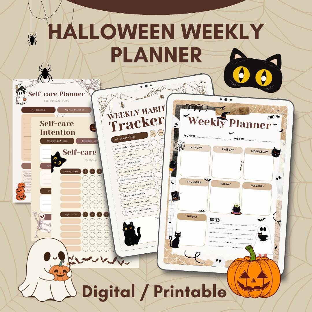 Halloween Digital/ Printable Planner: Spooky Weekly Layouts, Goodnotes ...