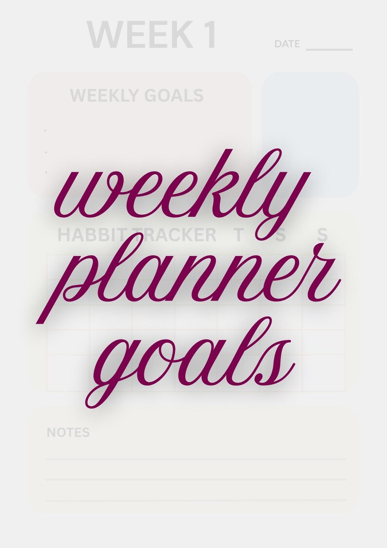 Minimal 4-week Digital Planner | Printable PDF | Weekly Goals, Habit ...
