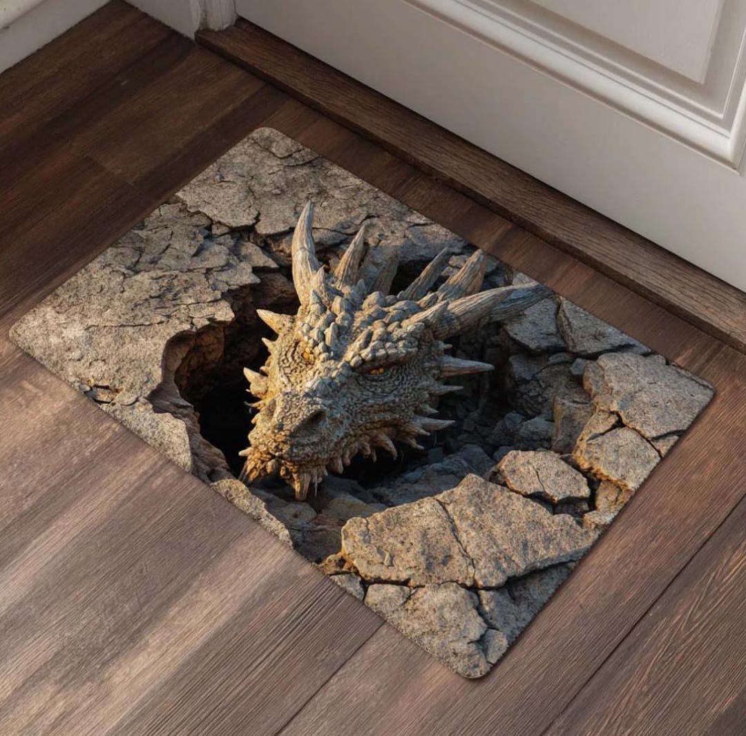 3D Dragon Doormat, Fantasy Floor Mat, Cool Dragon Head Rug, Mythical ...