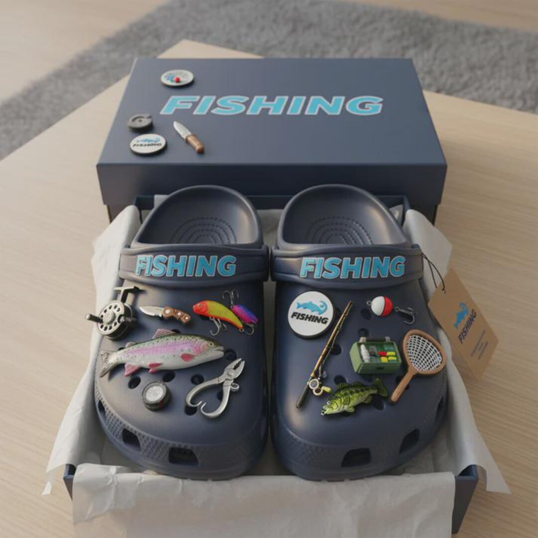 Fishing Clogs Fisherman Shoes Angler Gift Bass Trout Catch Sandals ...
