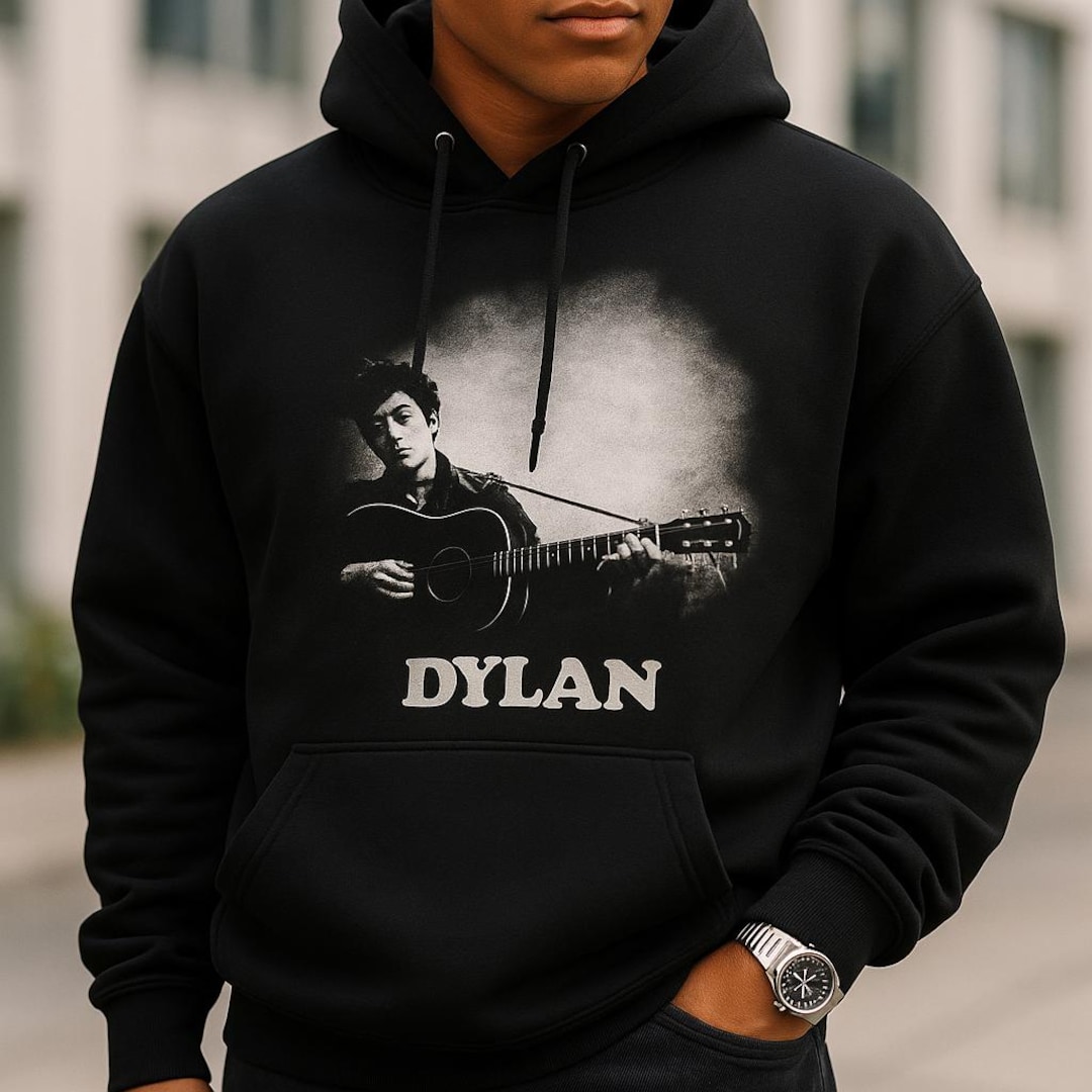 Bob Dylan Acoustic Portrait Hoodie | Black White Vintage Folk ...