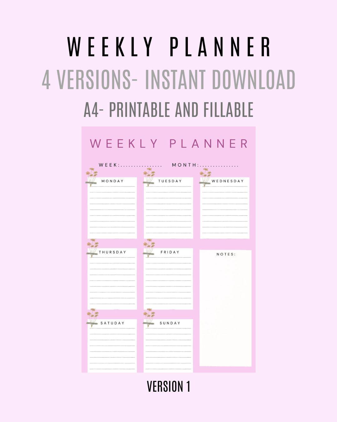 Minimalist Weekly Planner Printable: A4 To-do List (digital Download ...