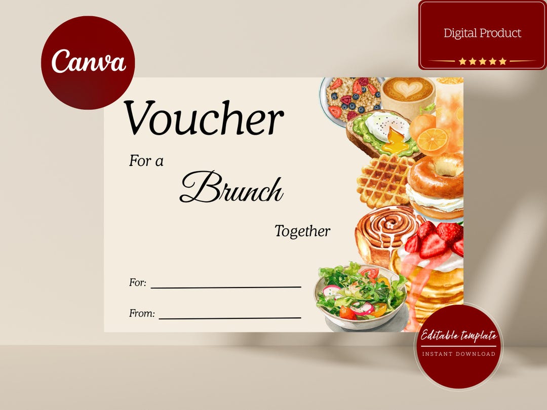 Digital Brunch Voucher Template | Virtual Breakfast & Lunch Invitation ...