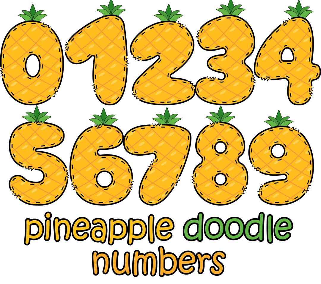 Pineapple Numbers & Letters Clipart: PNG Font (digital Download) - Etsy