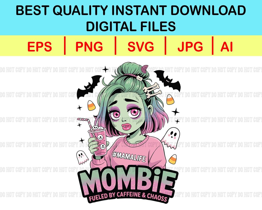 Halloween Mama Zombie SVG | Mombie Clipart PNG EPS | Spooky Mom Design ...