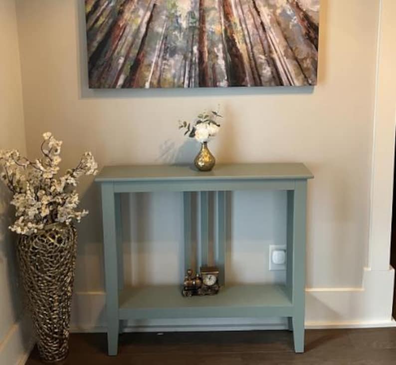 Narrow White Console Table With Shelf – Handmade Entryway/hallway Table ...