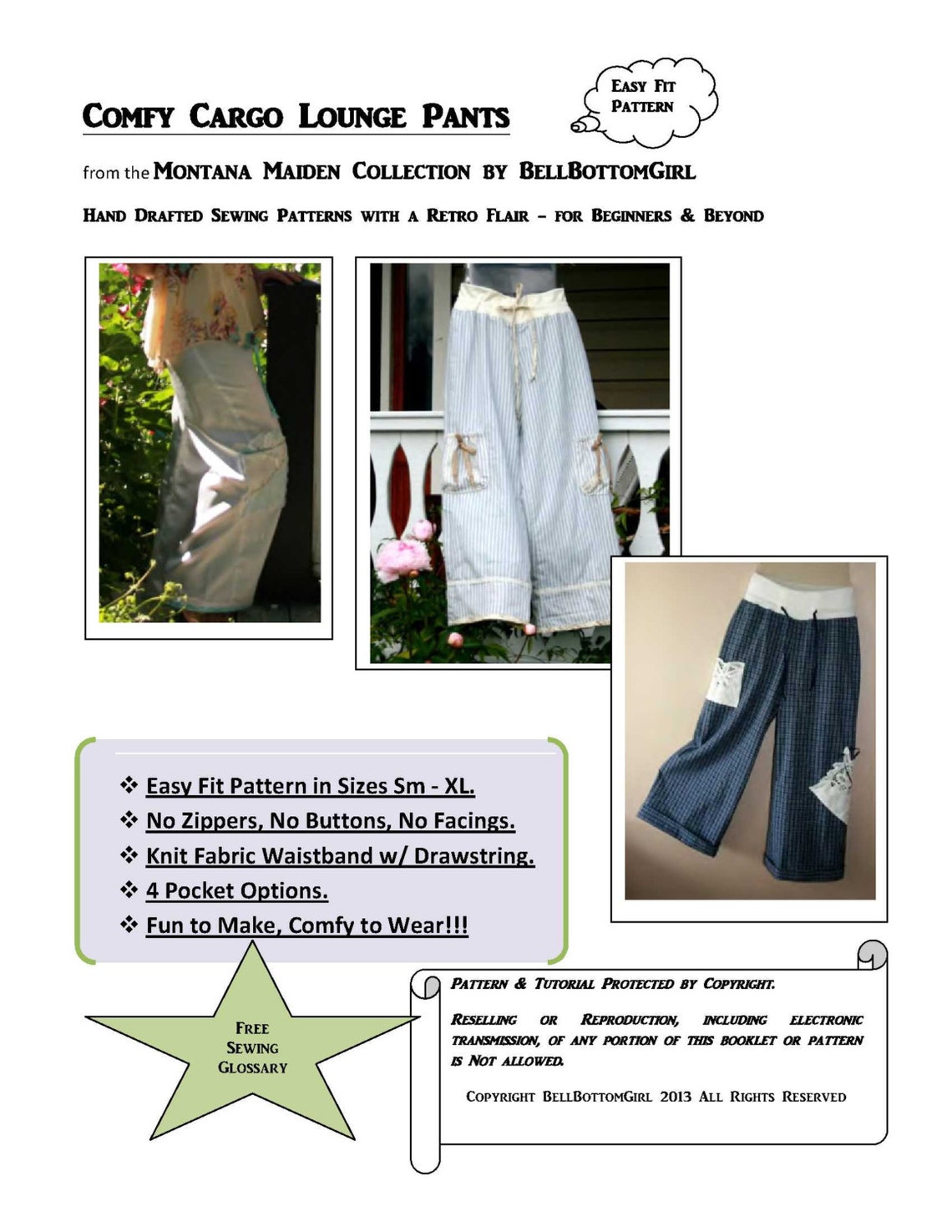 PDF Sewing Pattern Womens Lounge Pants Easy Fit Printable Instant ...