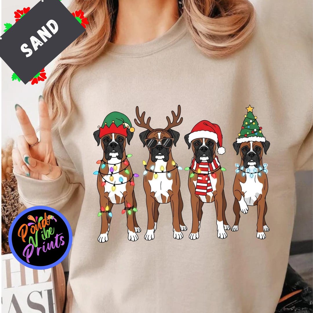 Boxer Dogs Christmas Lights Funny Holiday Pack Sweatshirt, Lover Gift ...