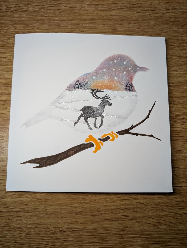 Handmade Robin Design Christmas Card With Snow Scene - Etsy UK