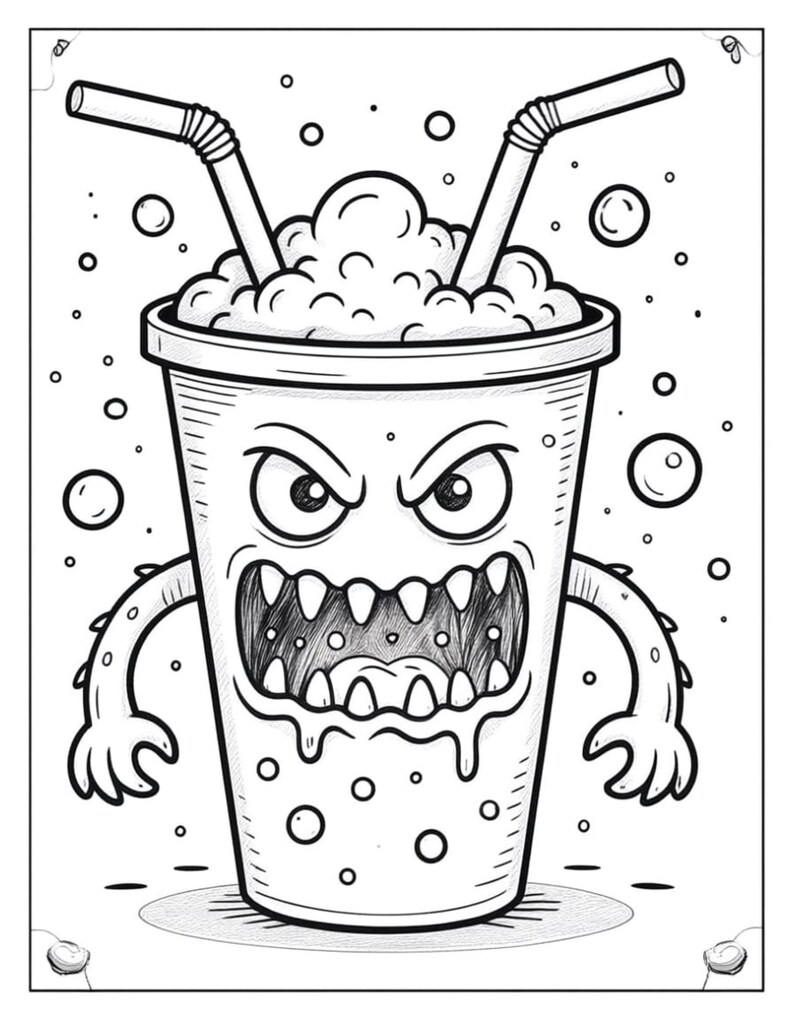 Extreme Horror Food Monster Coloring Pages | Creepy Gore Grotesque ...