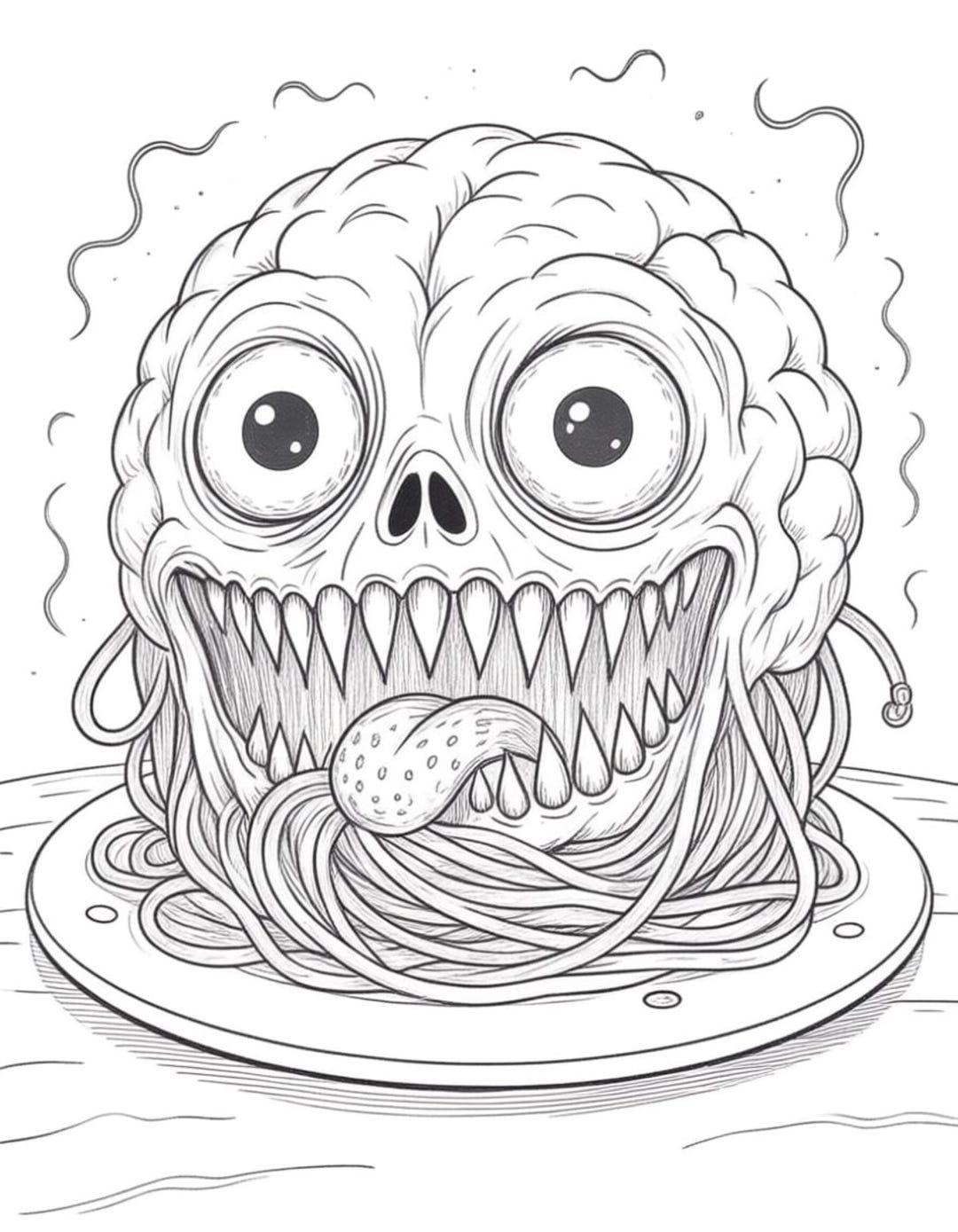 Gothic Horror Coloring Book Pages | Macabre Food & Creatures | Spooky ...