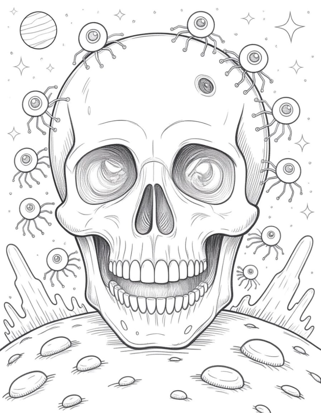 Xeno-anatomy Bio-mechanical Grotesquerie Intricate Alien Line Art for ...