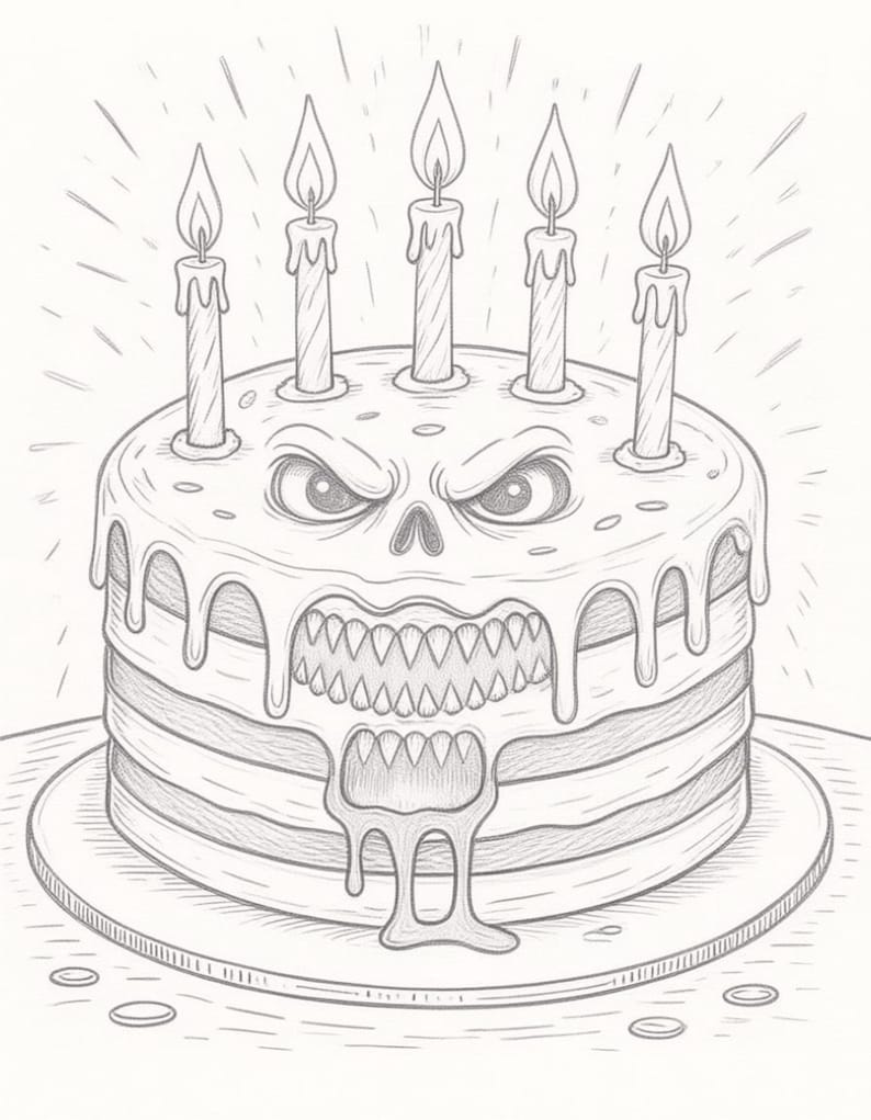 Extreme Horror Food Monster Coloring Pages | Creepy Gore Grotesque ...