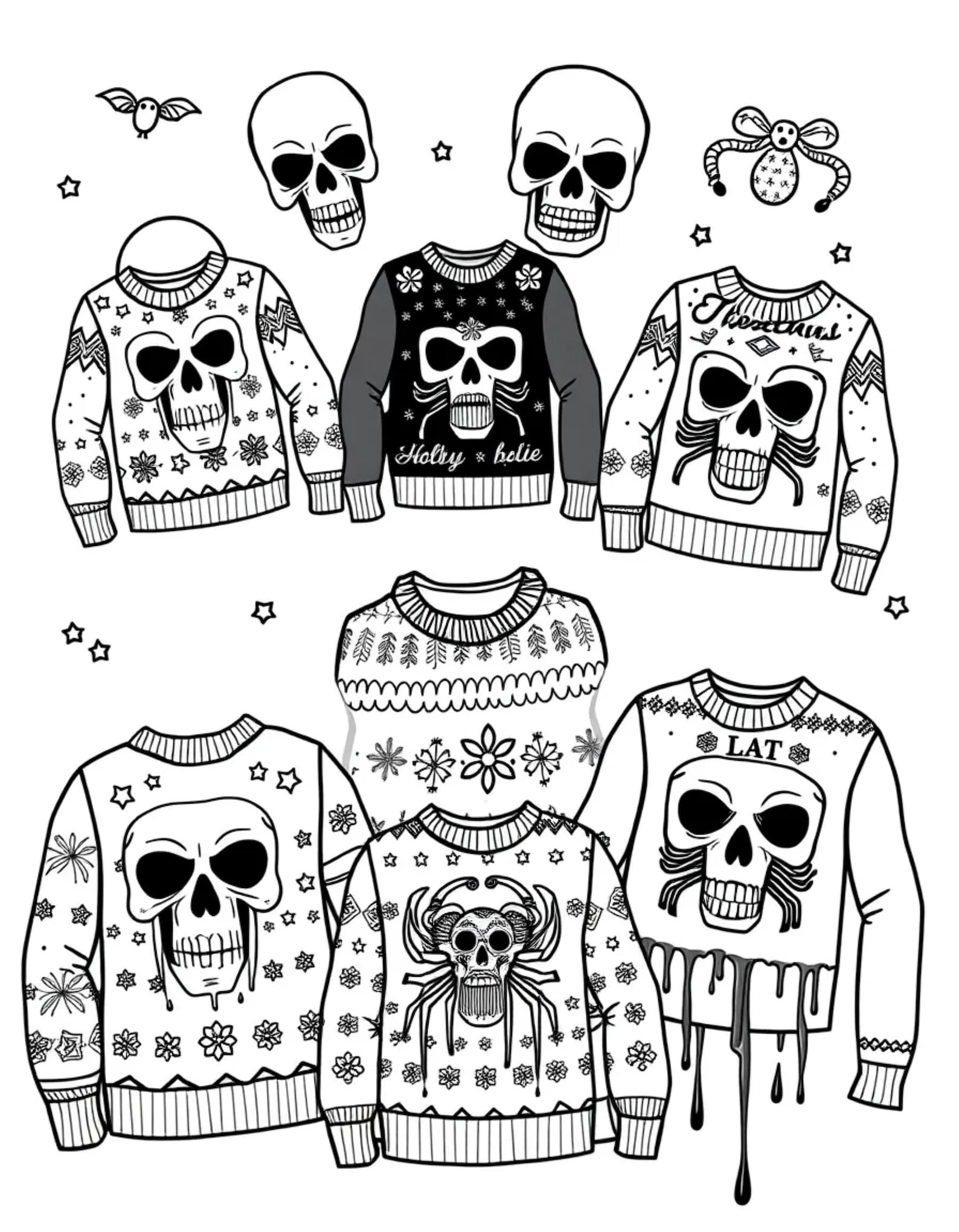 Gothic Christmas Coloring Pages | Digital Download | Dark Holiday ...
