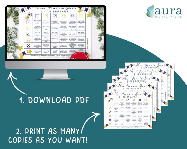 New Years Eve Ice Breaker Printable Game NYE Dice Breaker Printable New ...