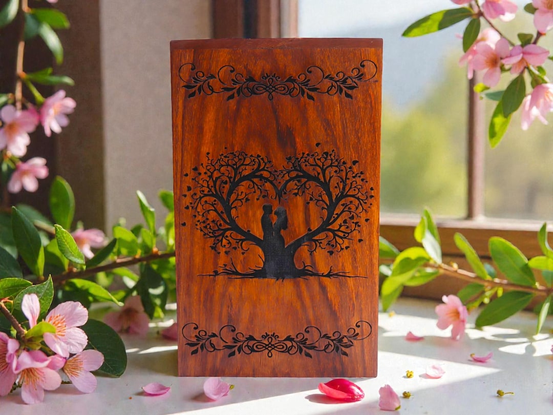 Handcrafted Wooden Urn Box | Tree of Life, Couple Silhouette - Etsy