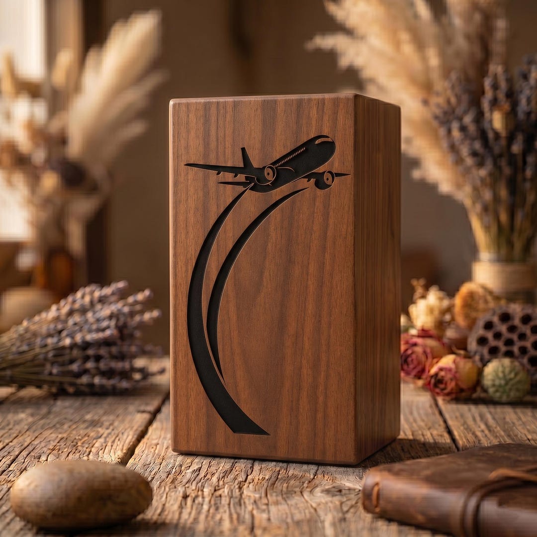 Airplane Wooden Urn Box for Ashes, Aviation Memorial Urn, Handmade ...