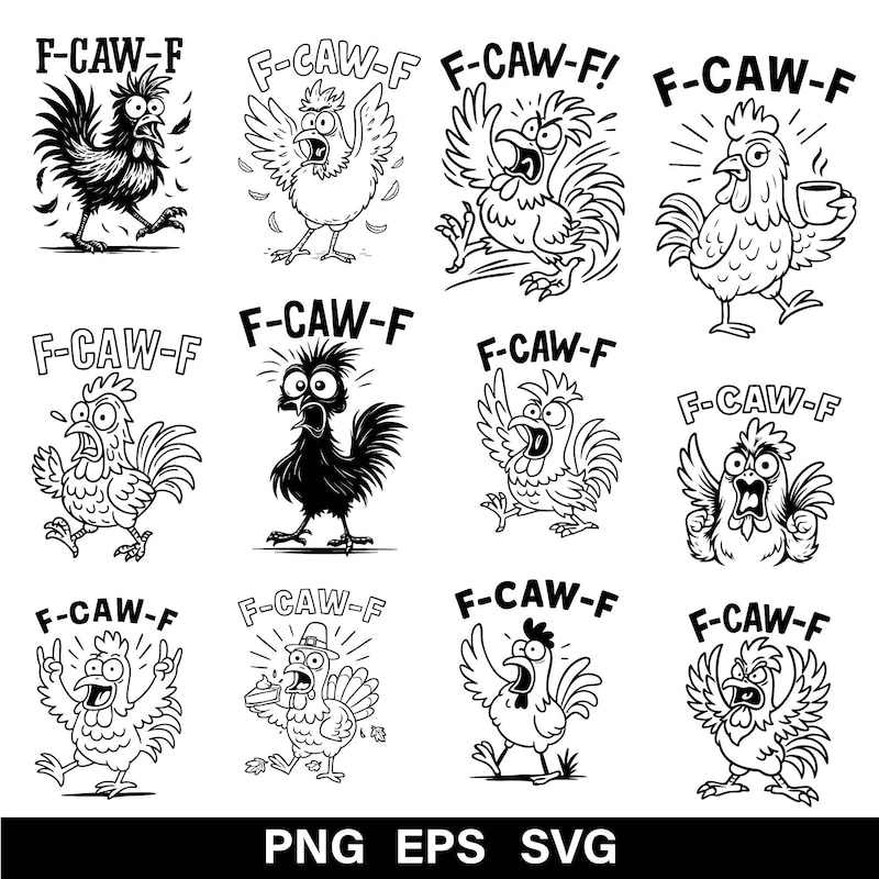 Crazy Funny Chicken Svg - Etsy