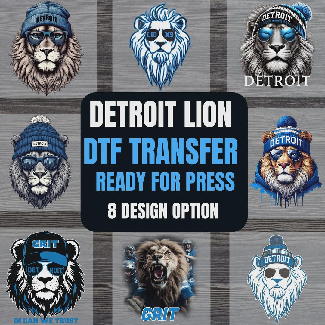 Detroit Lion Dtf Transfer Ready to Press for Shirt Sweatshirt, American ...