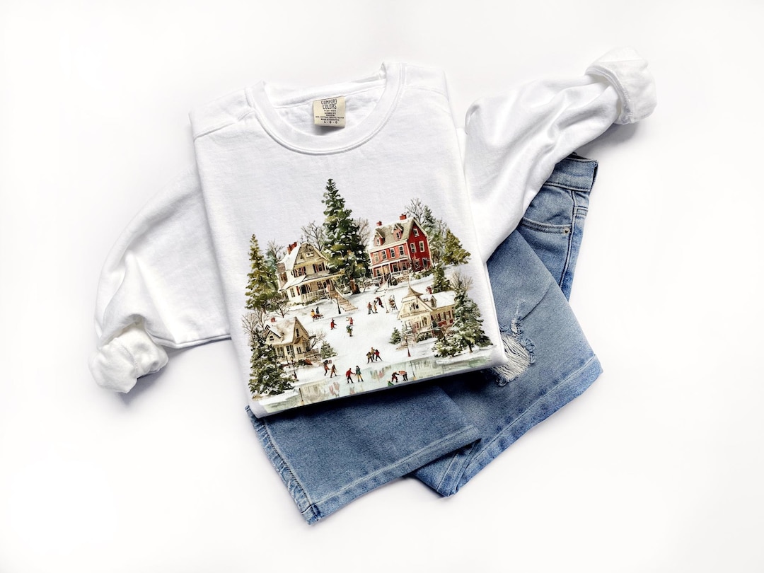 Vintage Christmas Shirt, Retro Christmas Village and Winter Village ...