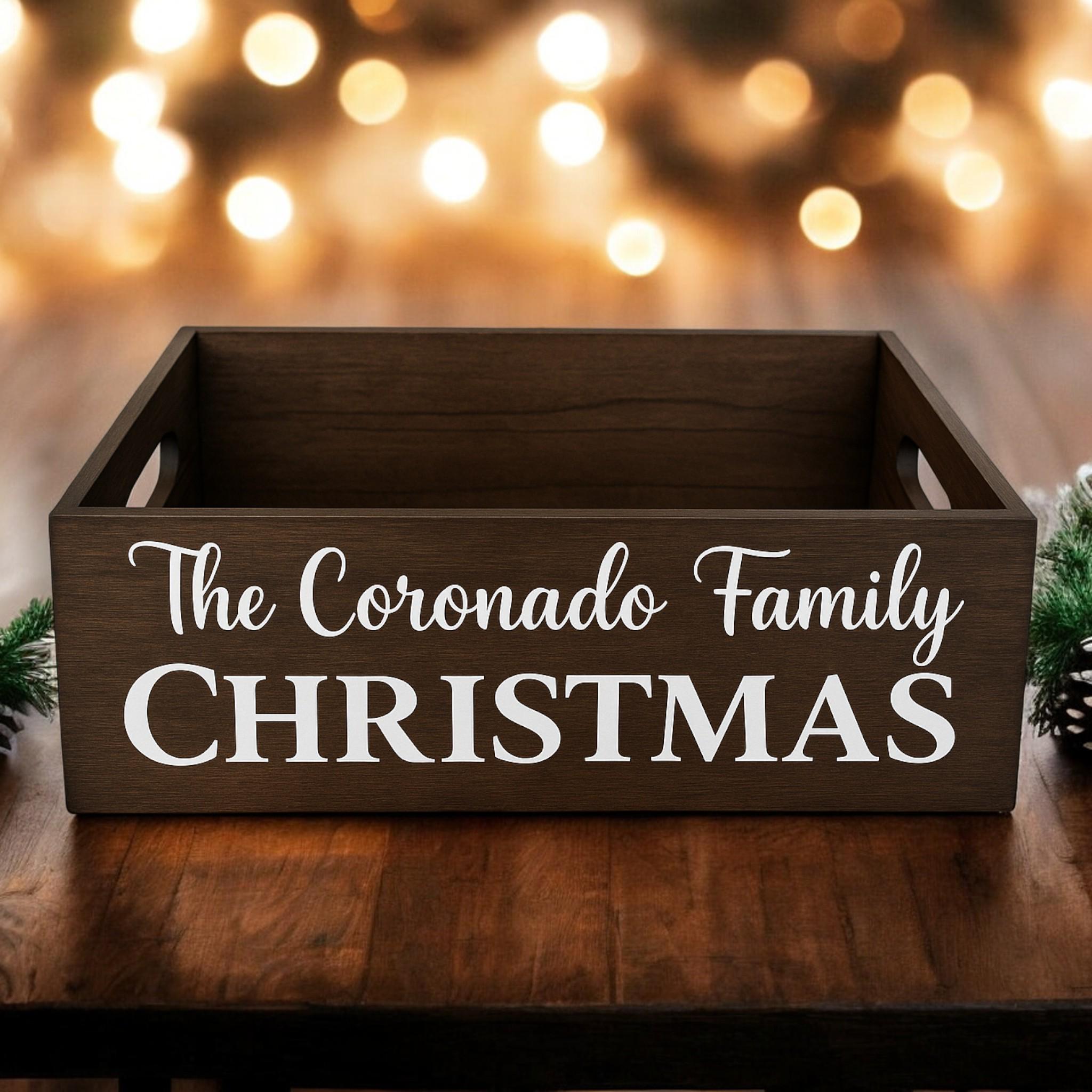 Christmas Mantel Box – Rustic Wooden Holiday Centerpiece – Personalized ...