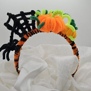 Handmade Halloween Headband: Pumpkin & Spider Crown, Sassy Festival ...