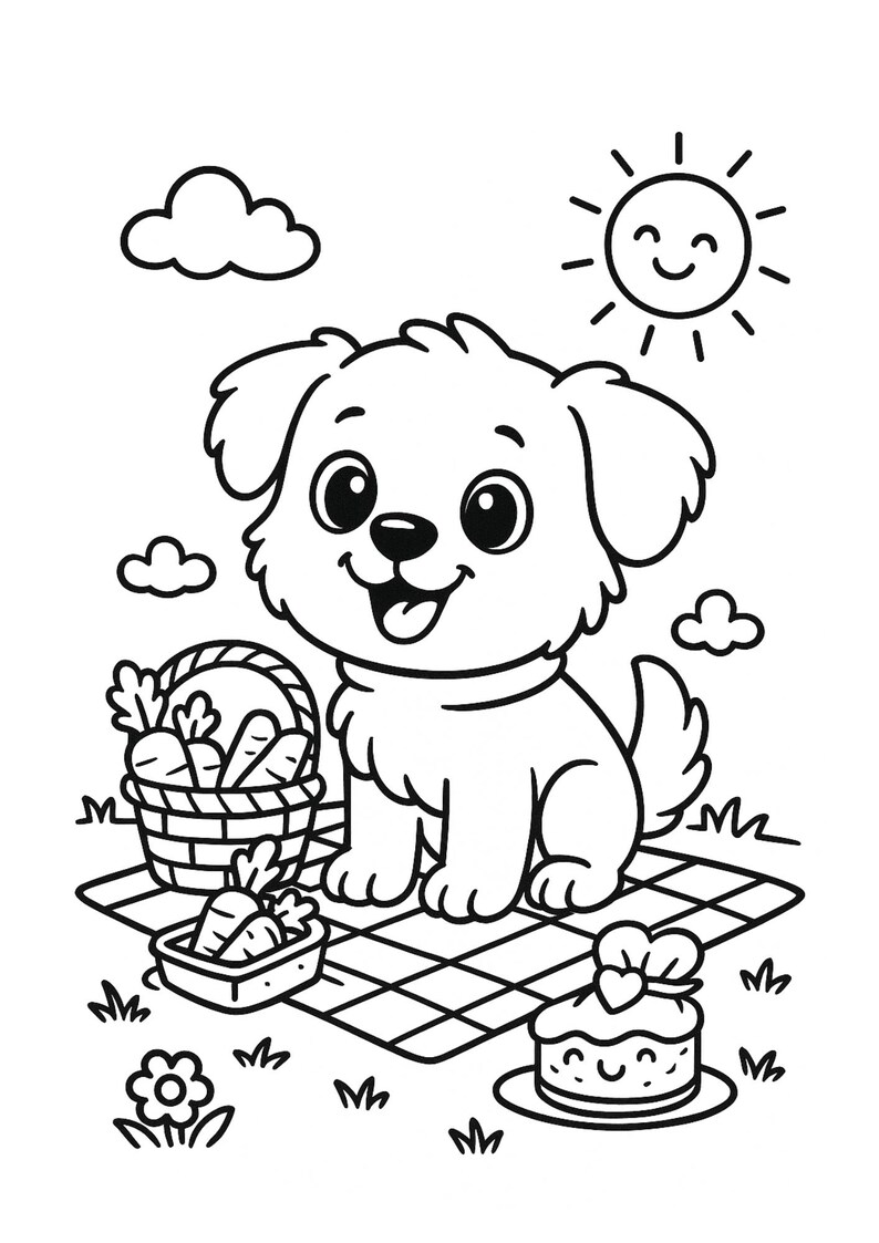 Puppy Coloring Pages for Kids – 15 Cute Dog Activity Sheets, A4 & US ...