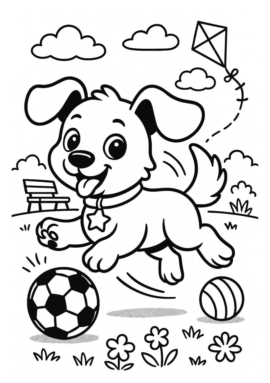Puppy Coloring Pages for Kids – 15 Cute Dog Activity Sheets, A4 & US ...