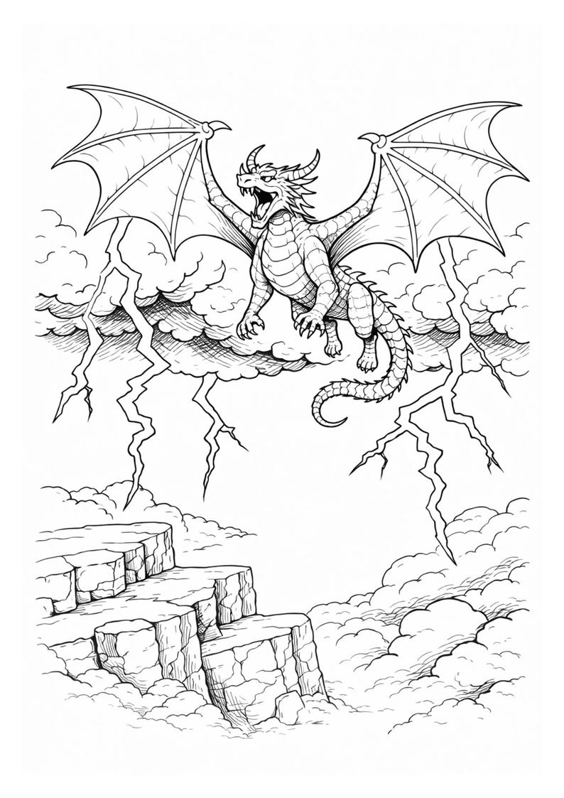 Dragon Coloring Pages Bundle | 10 Printable Fantasy Dragon Scenes | A4 ...