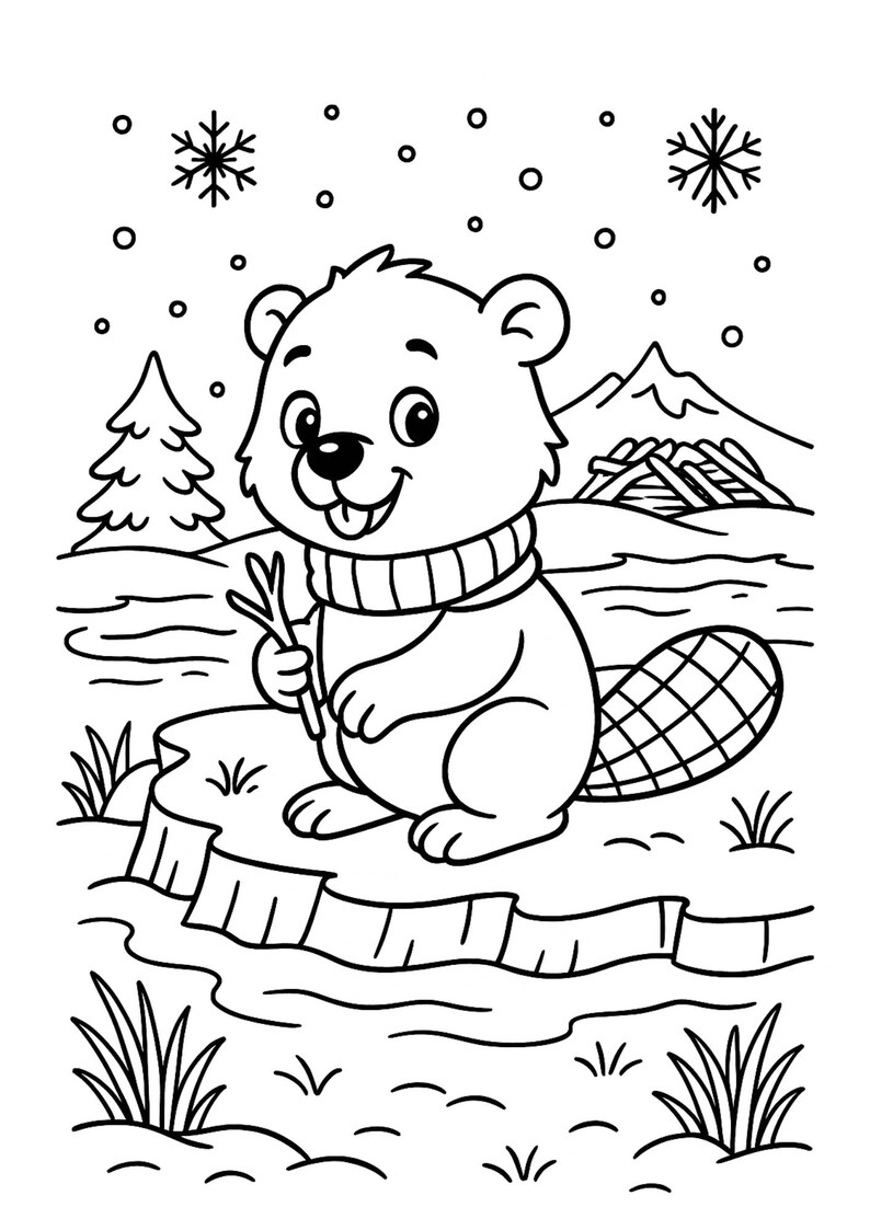 Winter Animals Coloring Pages for Kids - Etsy