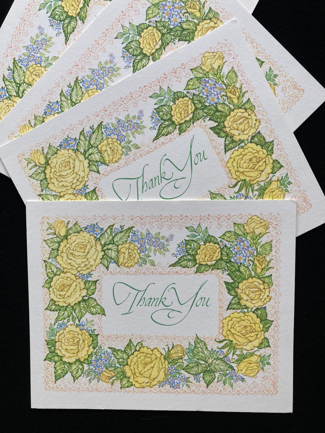 Vintage Yellow Roses Thank You Cards and Envelopes (4), Vintage Current ...