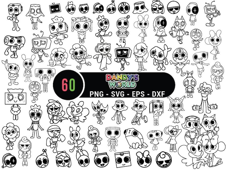 Dandys World SVG PNG Bundle, Dandy World Characters, Roblox Clipart ...