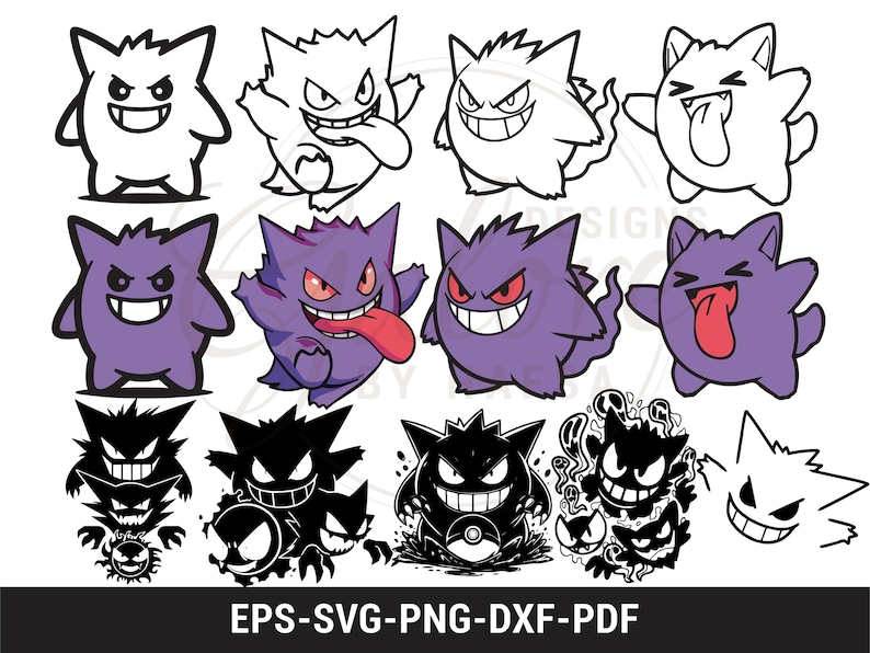 Pokemon Gengar Ghostface SVG Bundle, Gengar Clipart PNG, Shirt Sticker ...